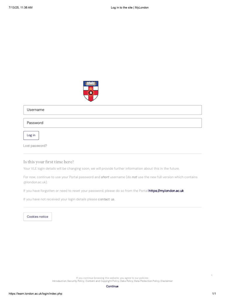 MyLondon Login Instructions | PDF
