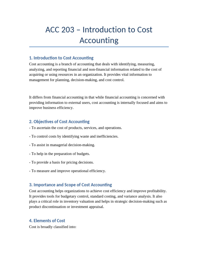 Cost Accounting Overview and Techniques | PDF | Cost Accounting | Cost