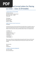 Placing Order Letters With Questions Class10 | PDF
