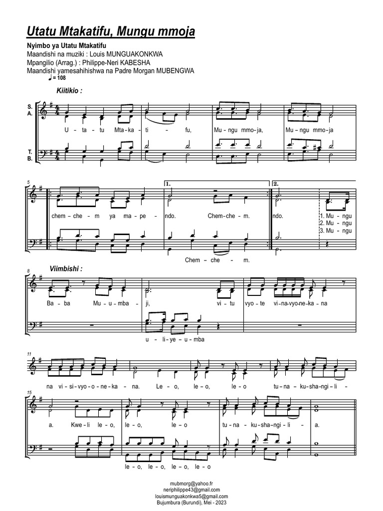 Utatu Mtakatifu, Mungu Mmoja Ms Ms Ms Ms Ms Ms Ms Ms Ms Ms | PDF