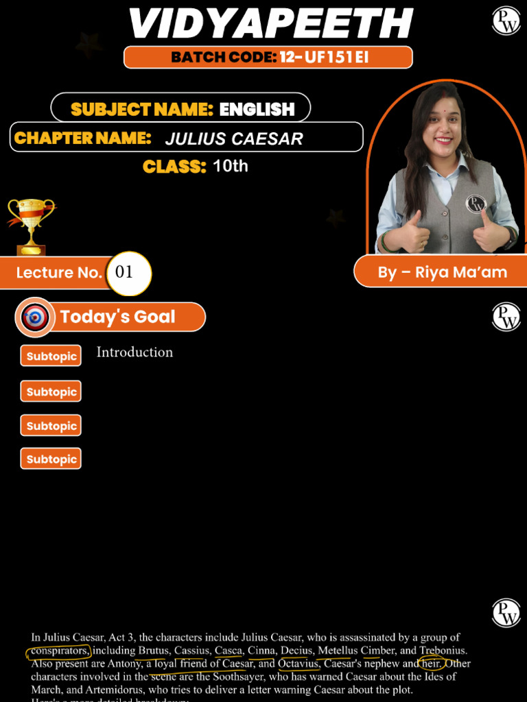 Julius Caesar - Act III - 01 - Class Notes - 12-UF151EI 2025 | PDF