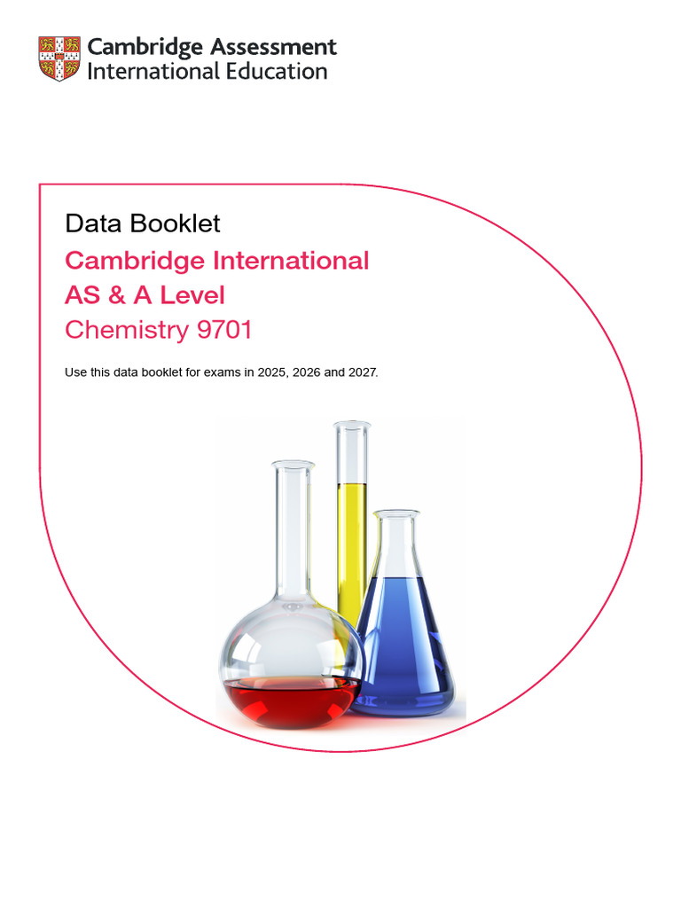 9701 Data Booklet For 2025-2027 | PDF | Amine | Solubility