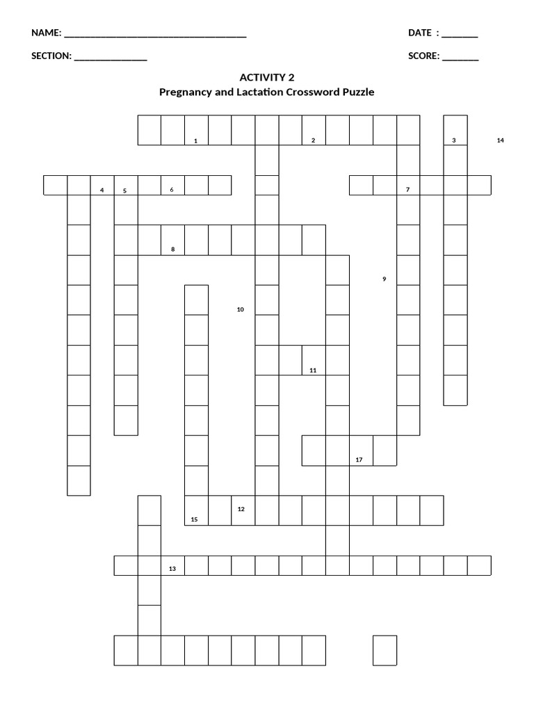 Act 2 Crossword Puzzle Answer Sheet | PDF | Pregnancy | Breast Milk