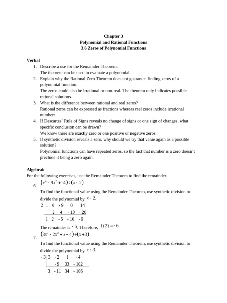 Precalculus2e Ch03 Mod06 | PDF | Factorization | Polynomial