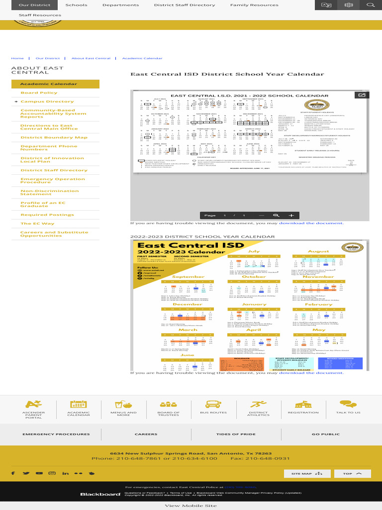 About East Central Academic Calendar | PDF | Academic Term