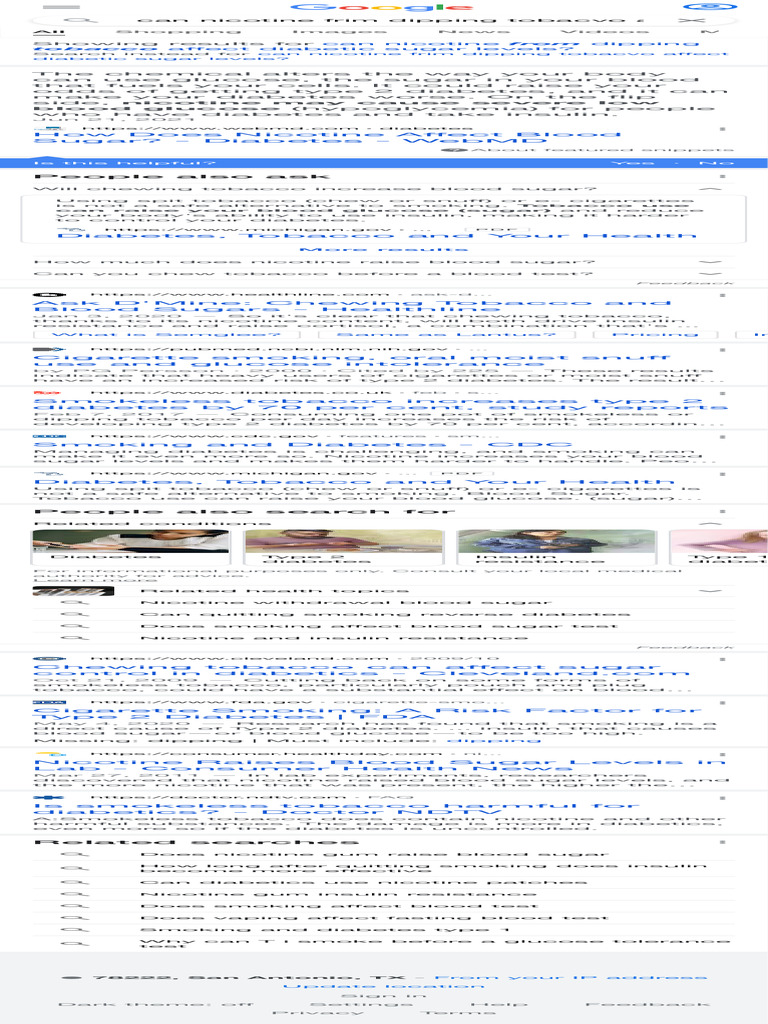 Can Nicotine Frim Dipping Tobacvo Affect Diabetic Sugar Levels - Google ...