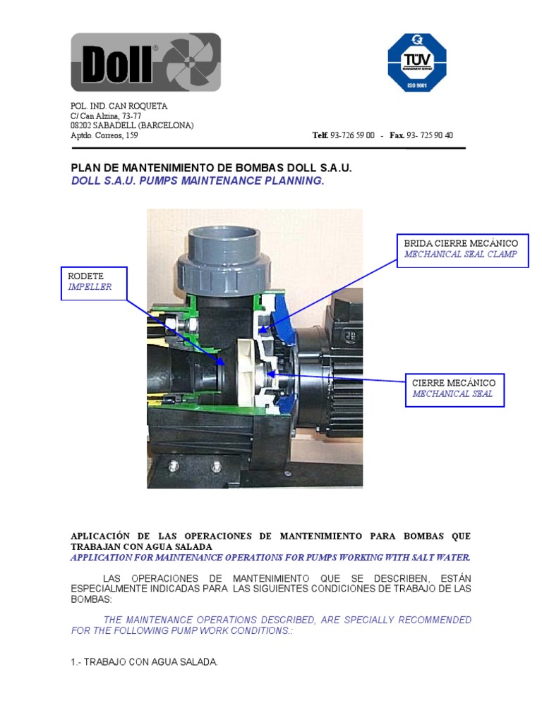Mantenimiento de Bombas Doll S.A.U. | PDF | Hidráulica | Ingeniería Química