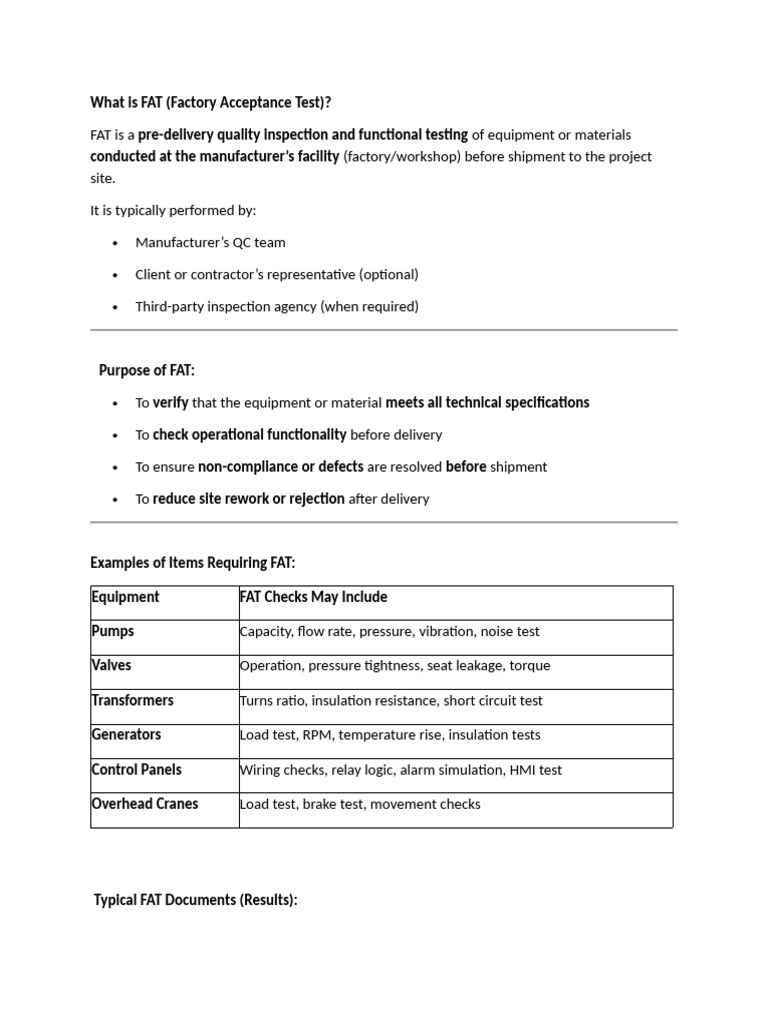 What Is FAT For Equipments | PDF | Pipe (Fluid Conveyance) | Insulator ...