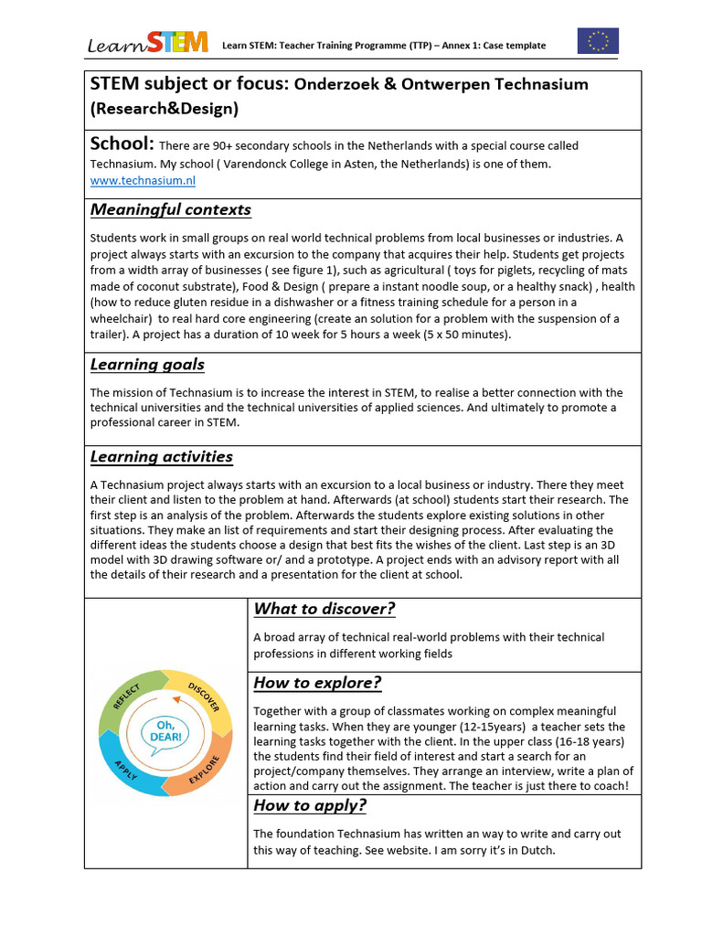 Week 2 Learn STEM Case Technasium Josine | PDF | Teachers | Skill