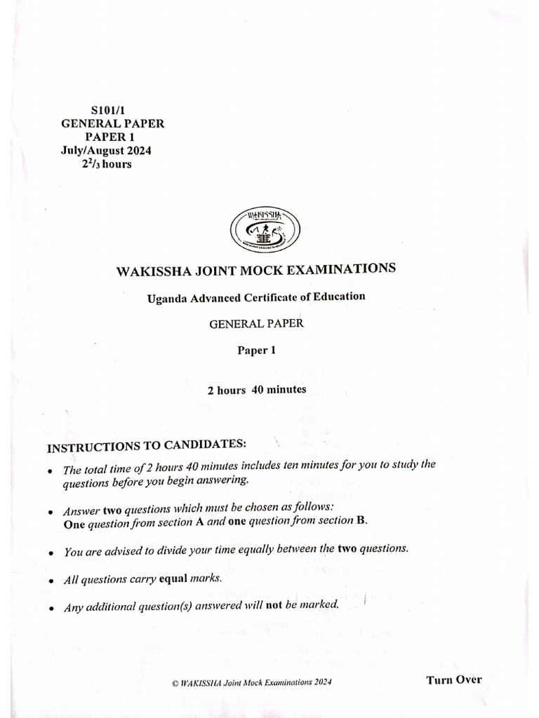 s1011 GP Wakisha Mock 2024 | PDF