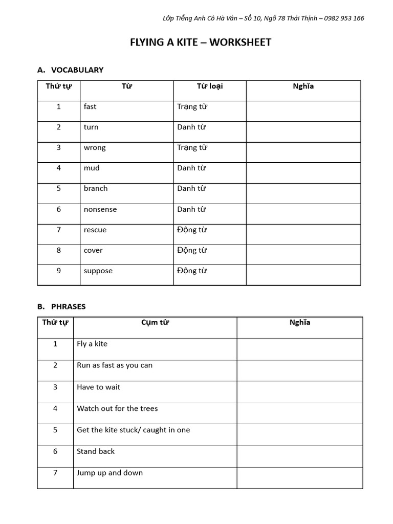 Flying A Kite - Worksheet | PDF