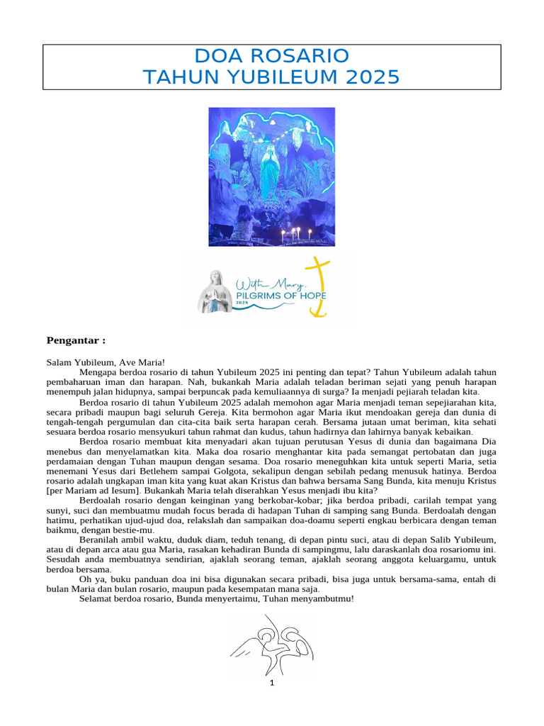 Doa Rosario Tahun Yubileum 2025 | PDF