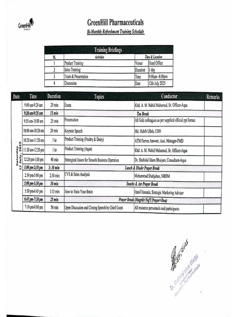 Training Schedule - Rotated | PDF