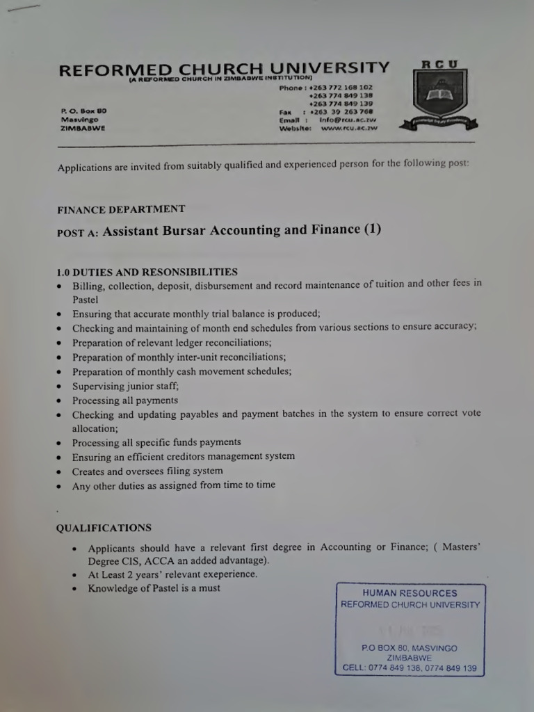 Assistant Bursar | PDF