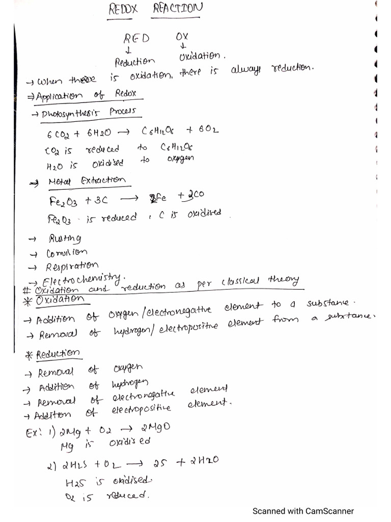 Redox Reactions Class 11th | PDF