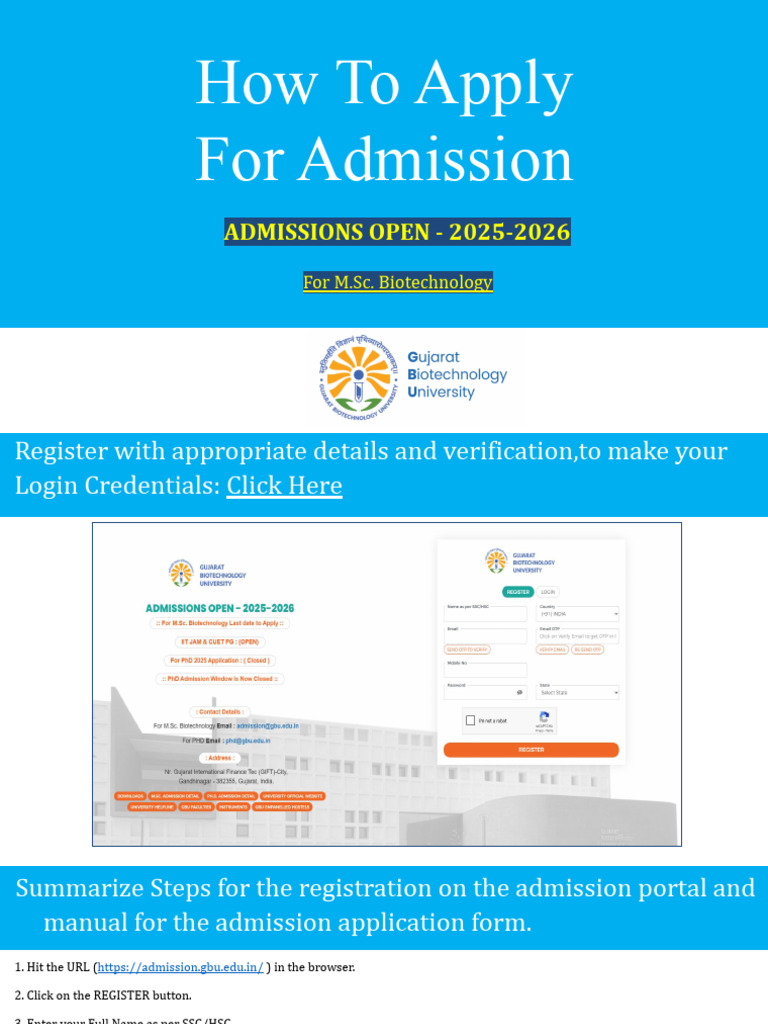 GBU Admission Portal Registration Guide | PDF