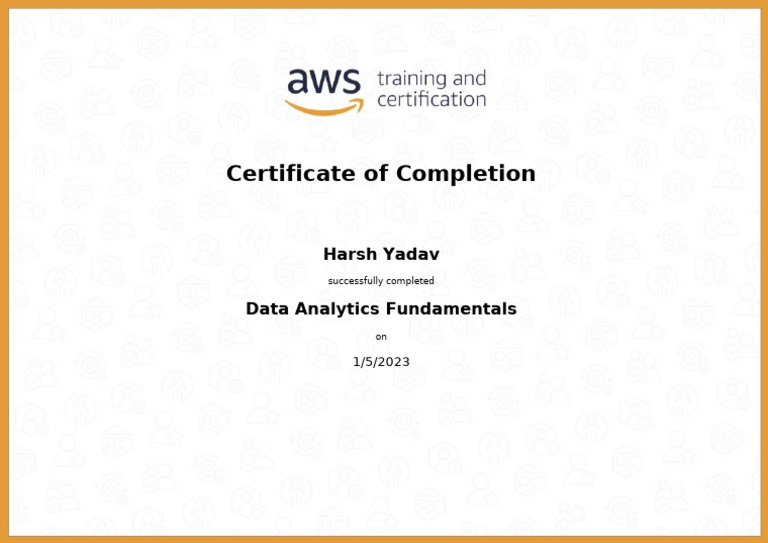 AWS Course Completion Certificate Harsh Yadav | PDF