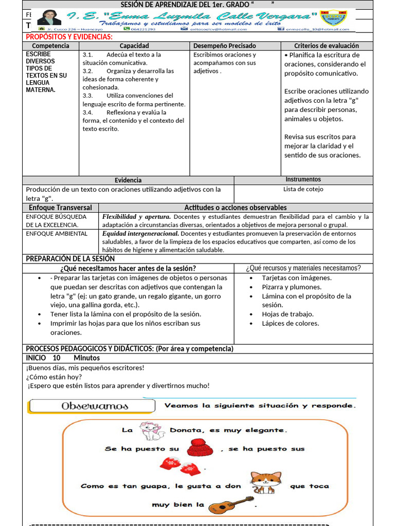 COM. - Sesión Escribimos Oraciones | PDF | Enseñando | Aprendizaje