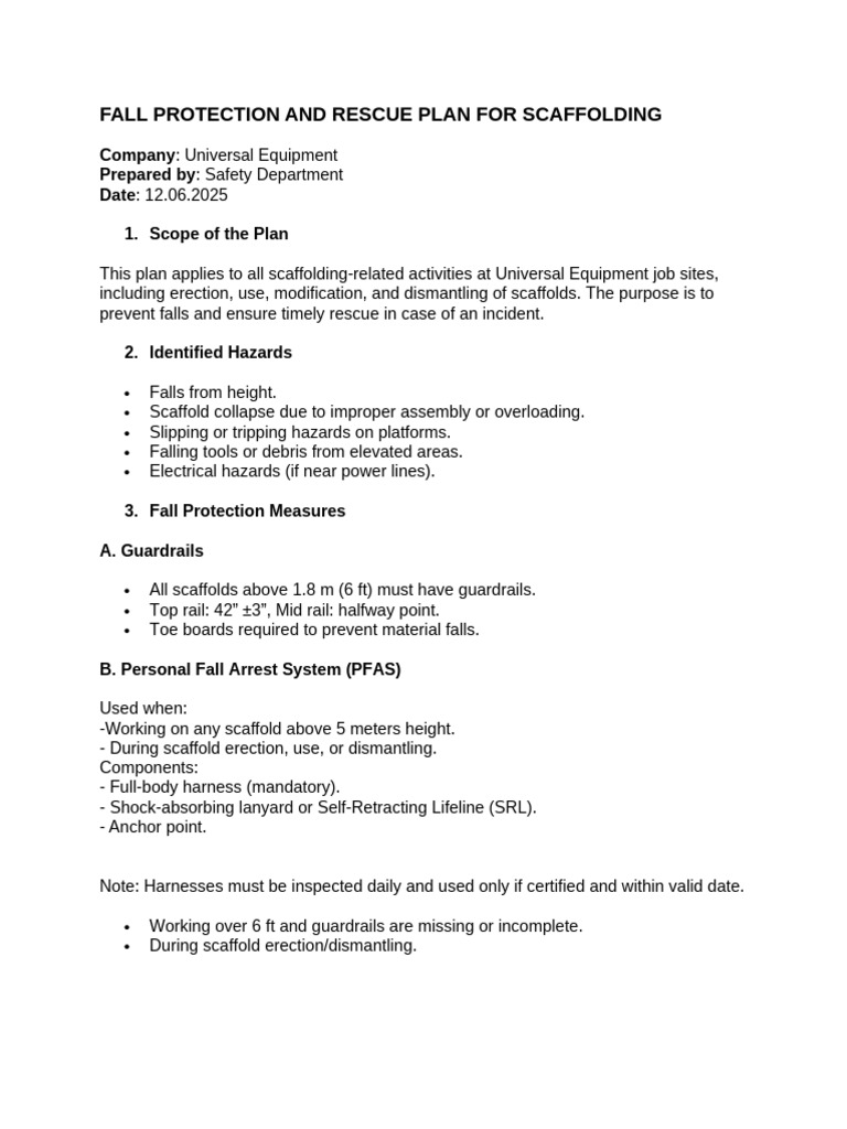 Final Rescue Plan With Ladder | PDF | Scaffolding | Working Conditions