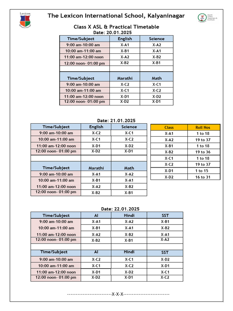 TLISK CL X Final Practical Timetable 2024-25 | PDF