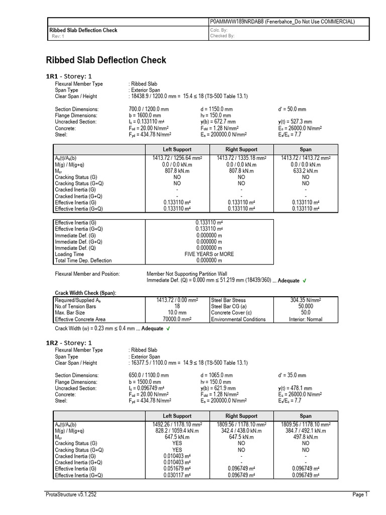 Ribbed Slab Deflection Check | PDF | Concrete | Architectural Elements