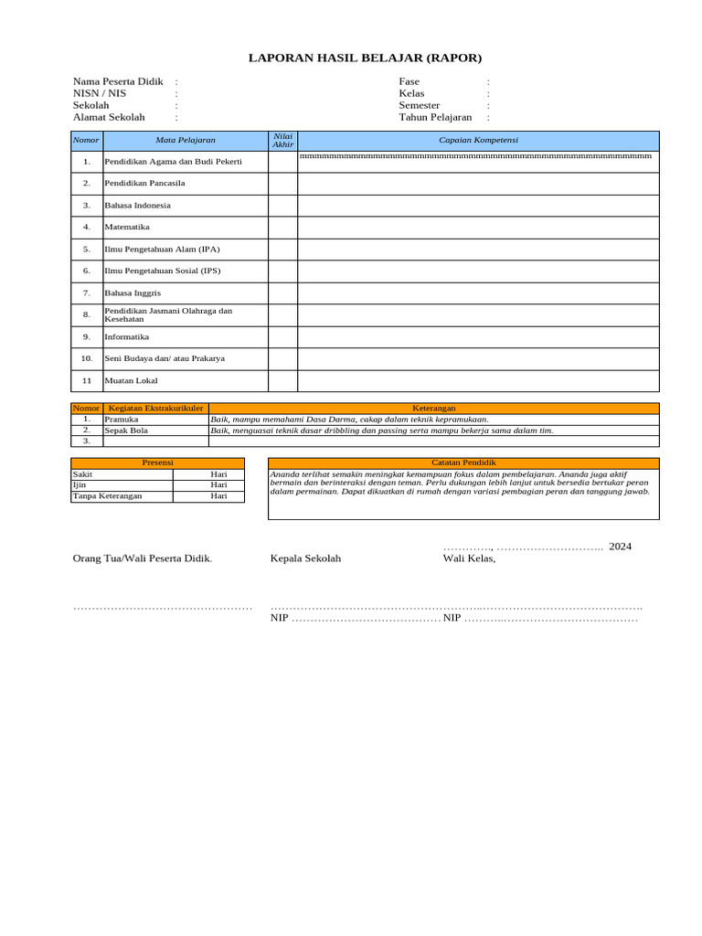 Model Laporan Pendidikan | PDF
