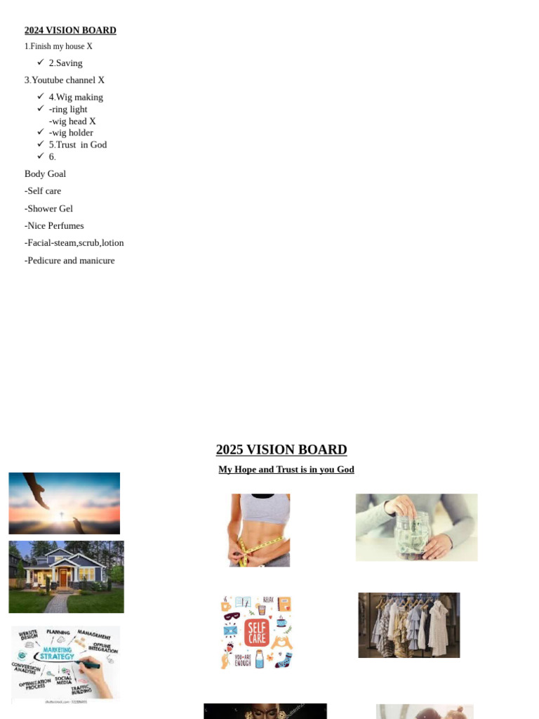 2024 Vision Board Goals & Aspirations | PDF