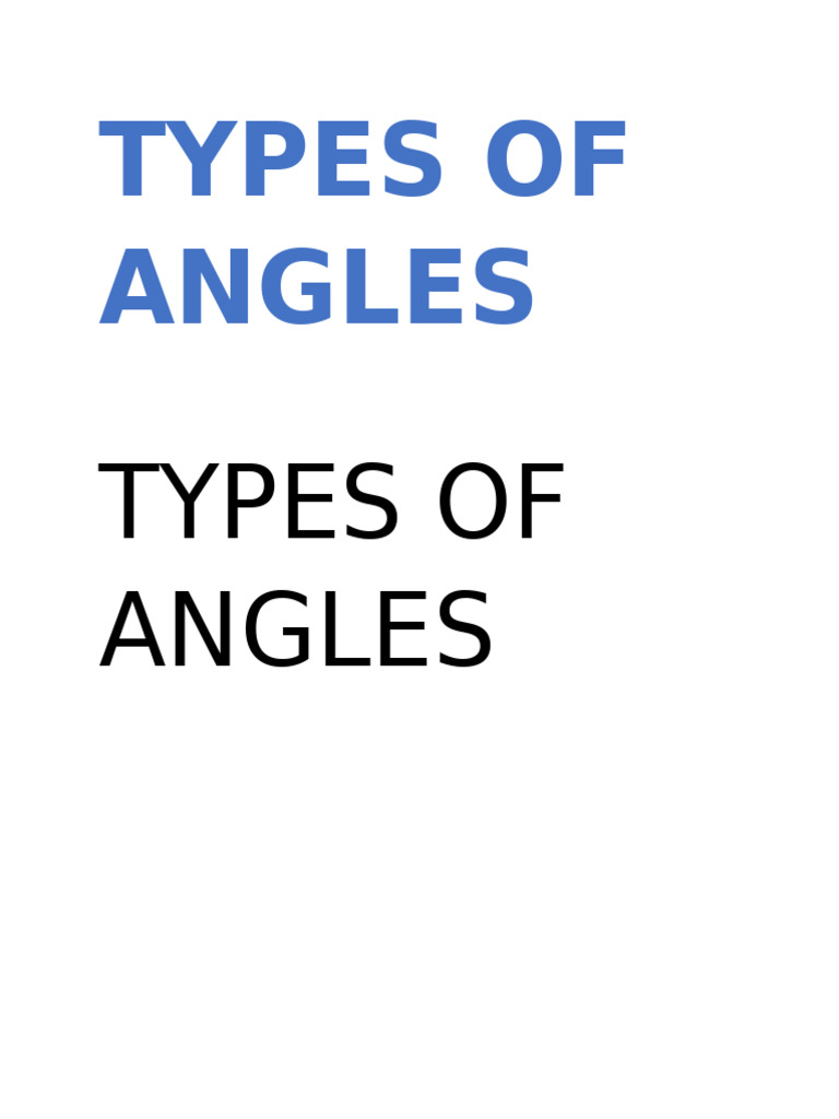 Types of Angles | PDF