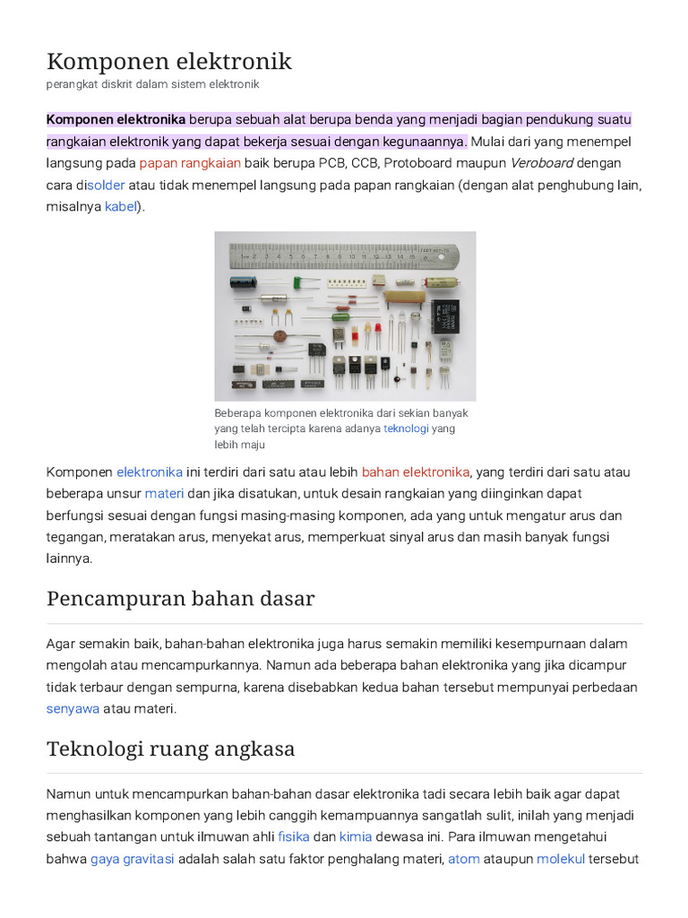 Komponen Elektronik dan Teknologinya | PDF
