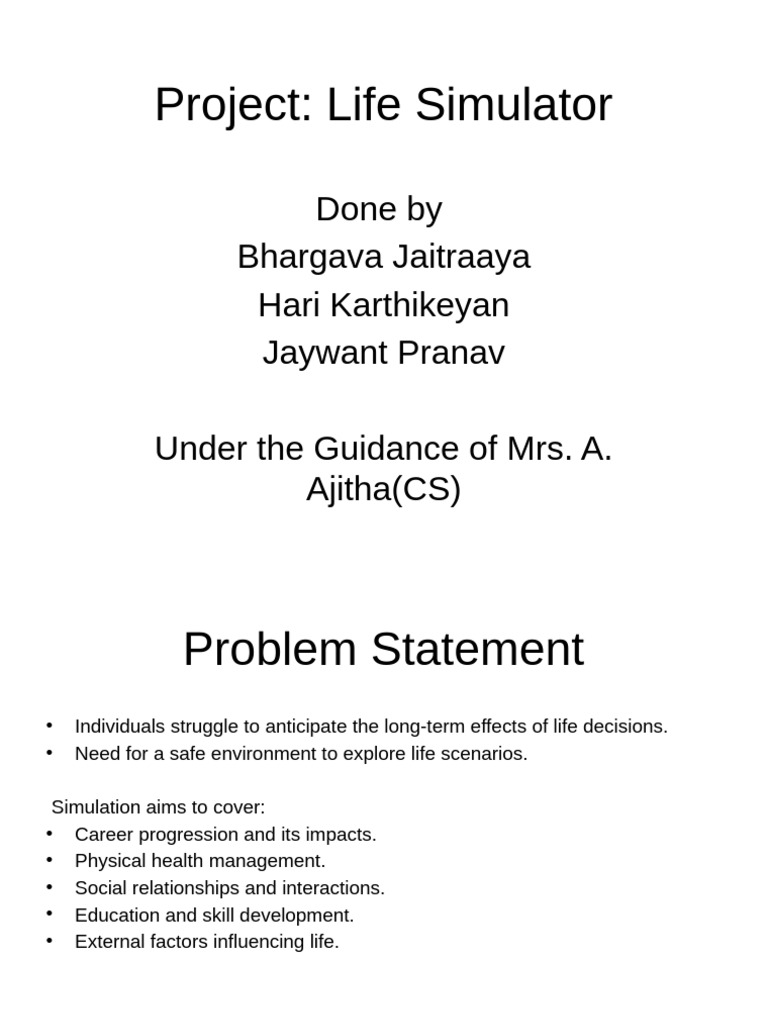 Interactive Life Simulator Project | PDF | Simulation | System