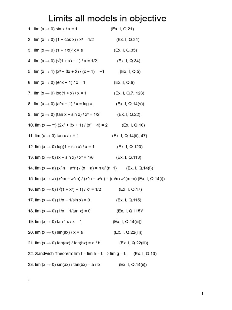 Maths Limits | PDF
