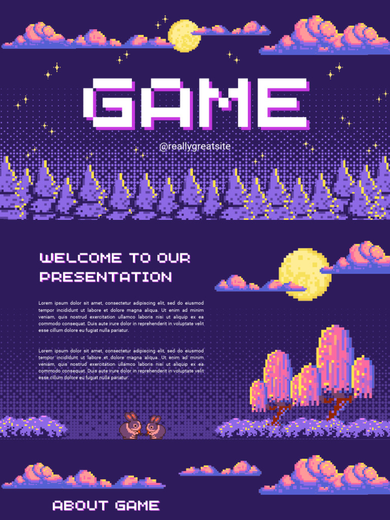 Dark Purple and Pink Retro Pixel Playful Game Presentation | PDF