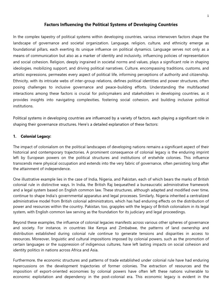 Political Influences in Developing Nations | PDF | Governance ...