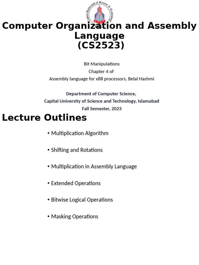 8 Bit Manipulations 1 Multiplication Algorithm and Shift Instructions | PDF | Multiplication ...