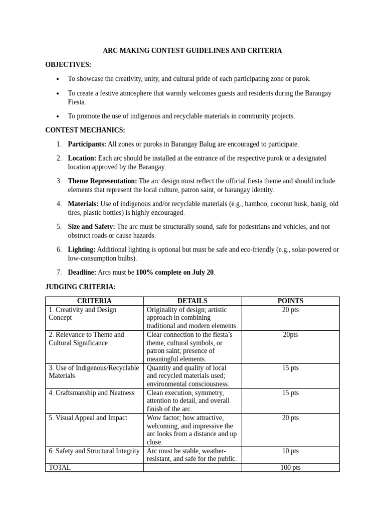 ARC Making Contest Guidelines | PDF