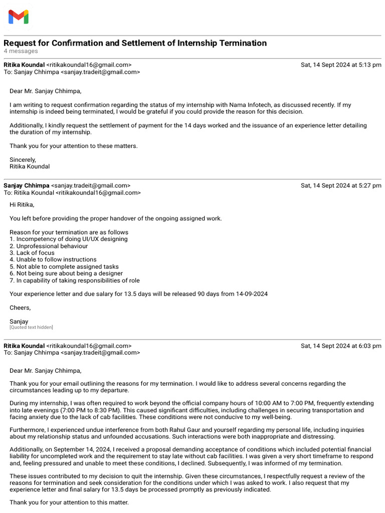 Gmail - Request For Confirmation and Settlement of Internship ...