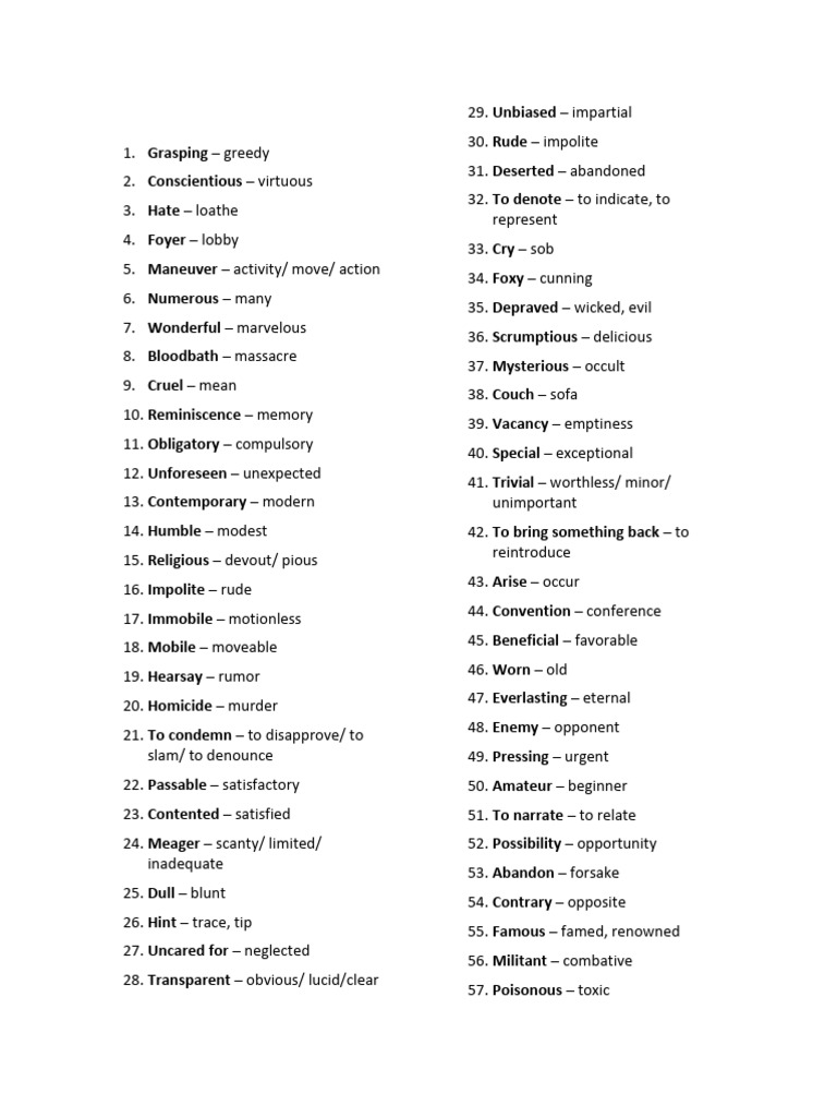 400 Vocabulary List | PDF