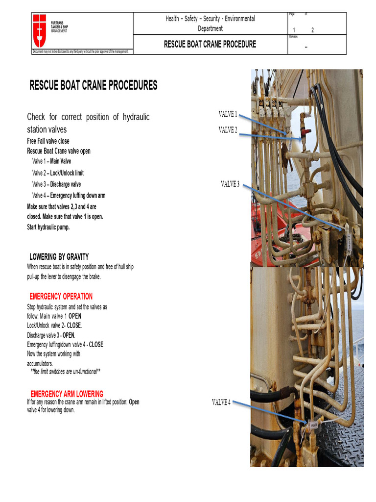 Rescue Boat Crane Procedure 1 | PDF | Crane (Machine) | Valve