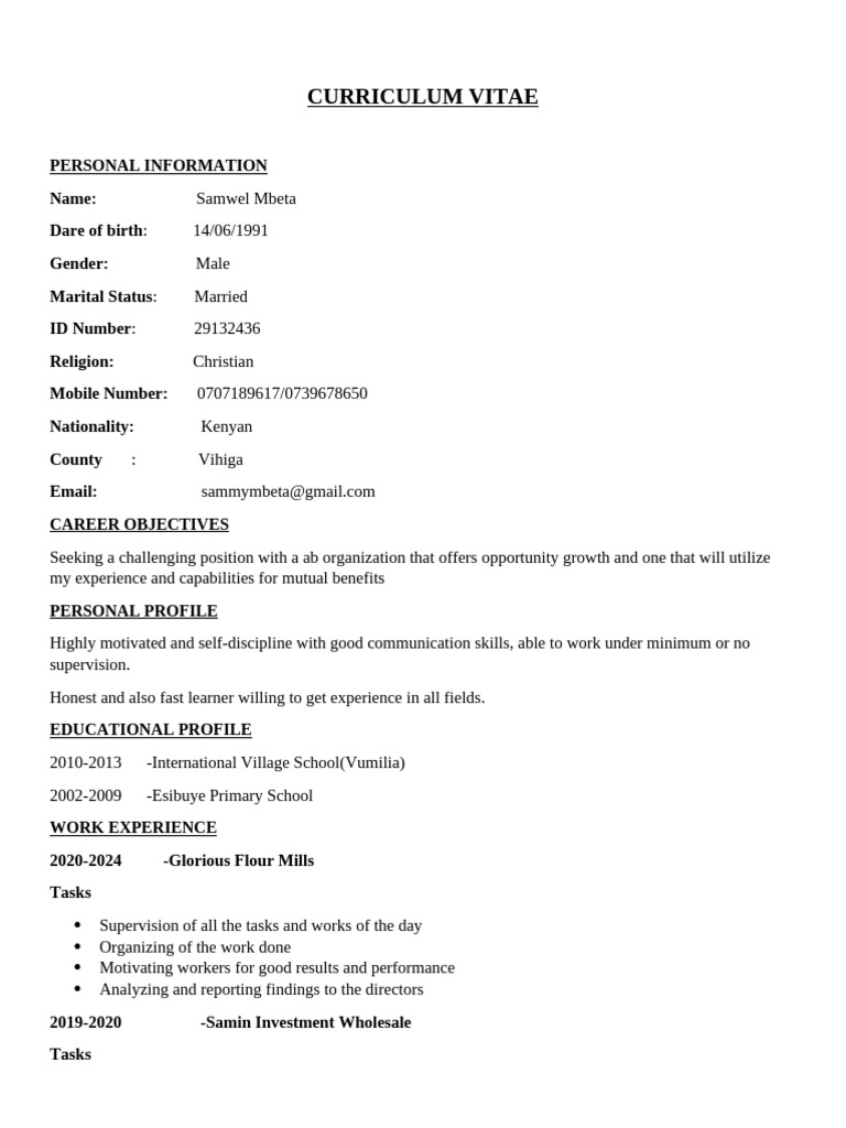 Mbeta CV | PDF