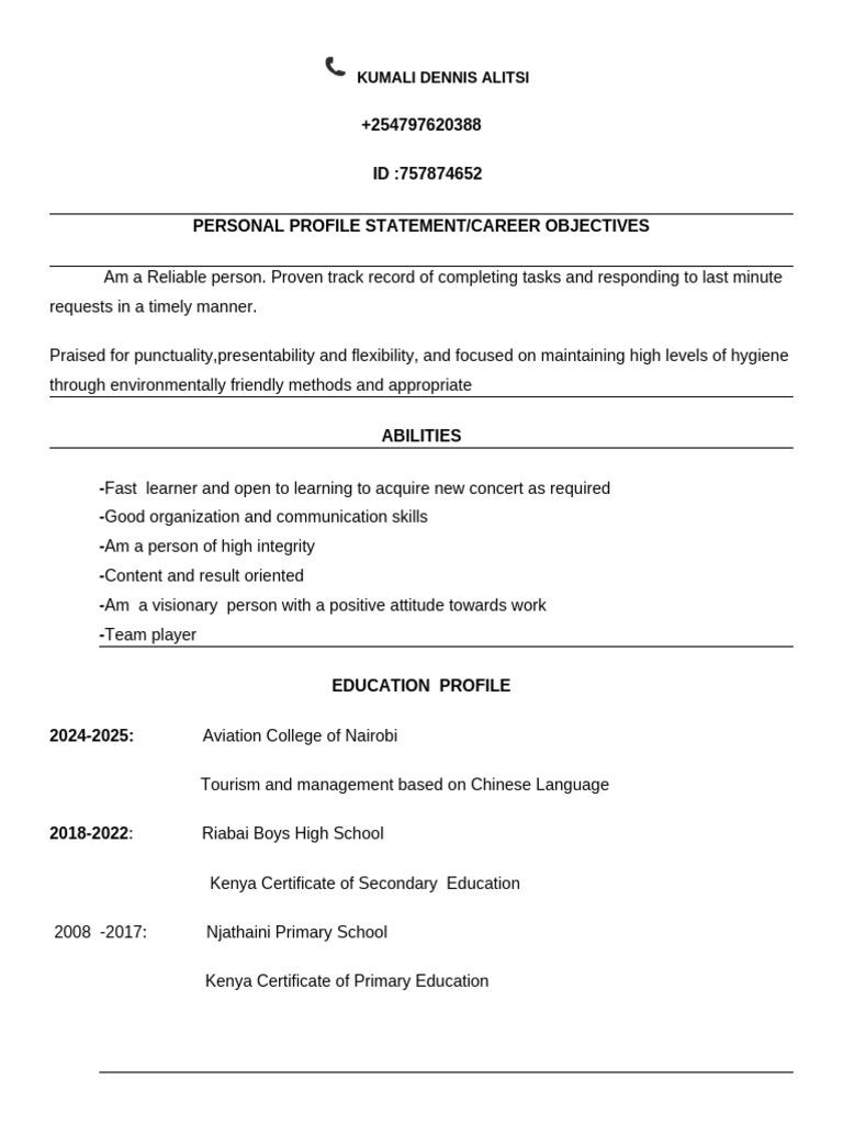 Kumali CV | PDF