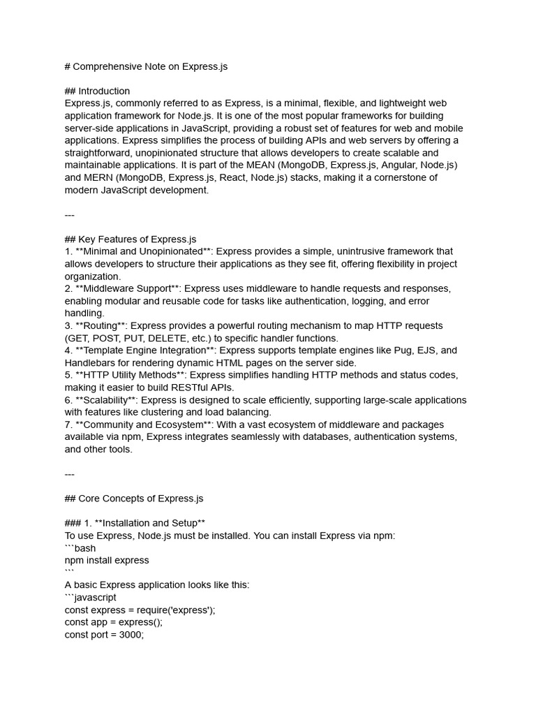 # Comprehensive Note On Express-1 | PDF | Java Script | Software Development