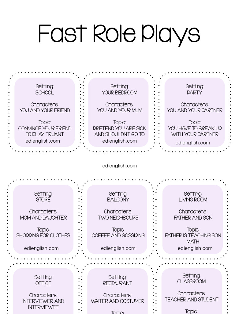 Role Play Cards Teens A2 A2+ b1 | PDF