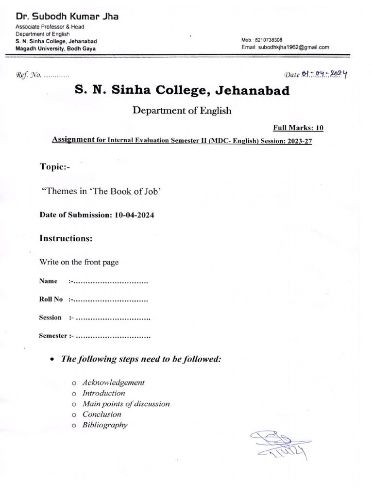 Eng Sem II MDC Assign. | PDF