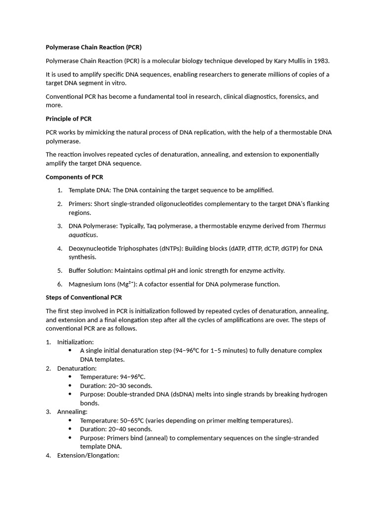 Polymerase Chain Reaction | PDF | Polymerase Chain Reaction | Primer (Molecular Biology)