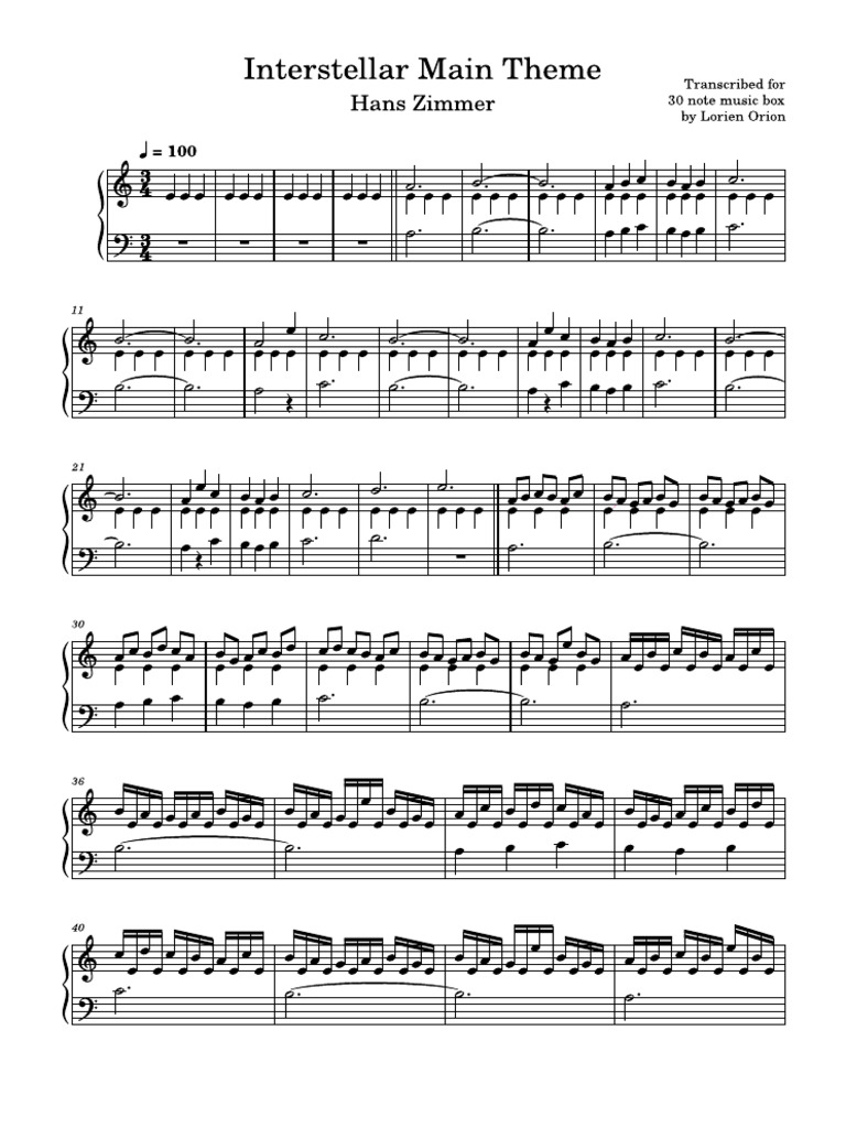 Interstellar Main Theme - Hans Zimmer | PDF
