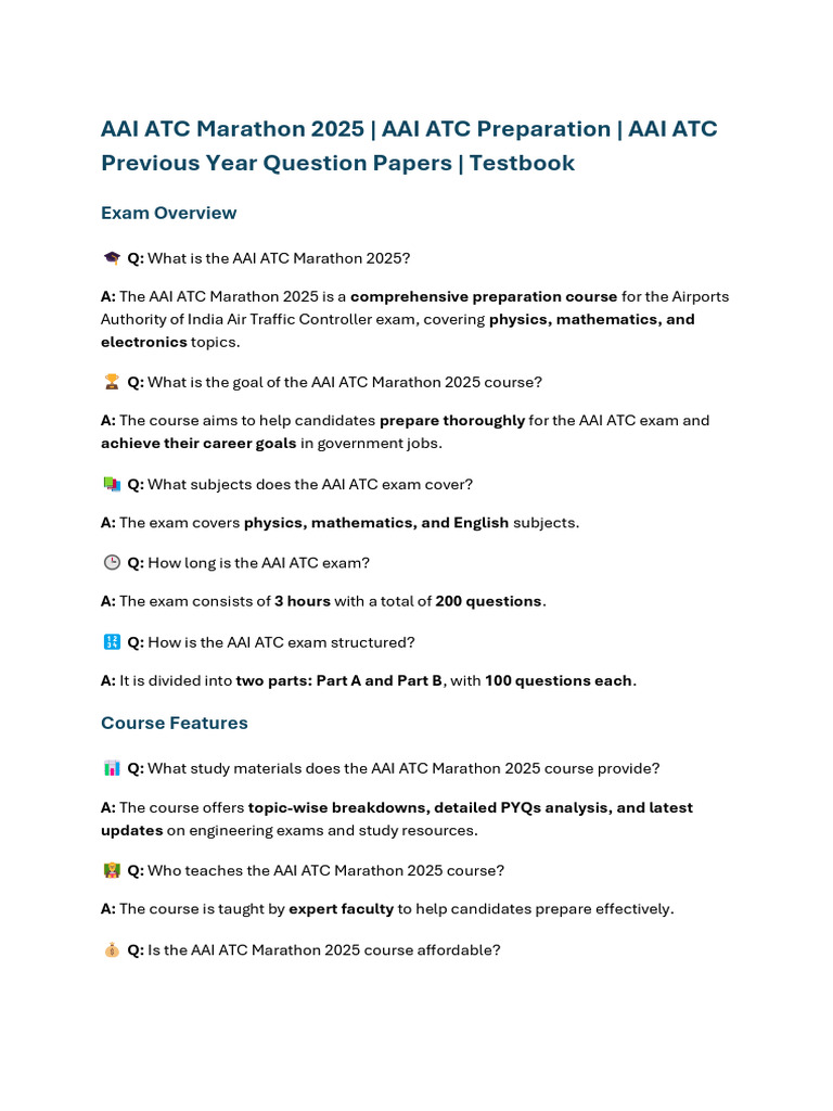 AAI ATC Marathon 2025 Exam Prep Guide | PDF | Air Traffic Control ...