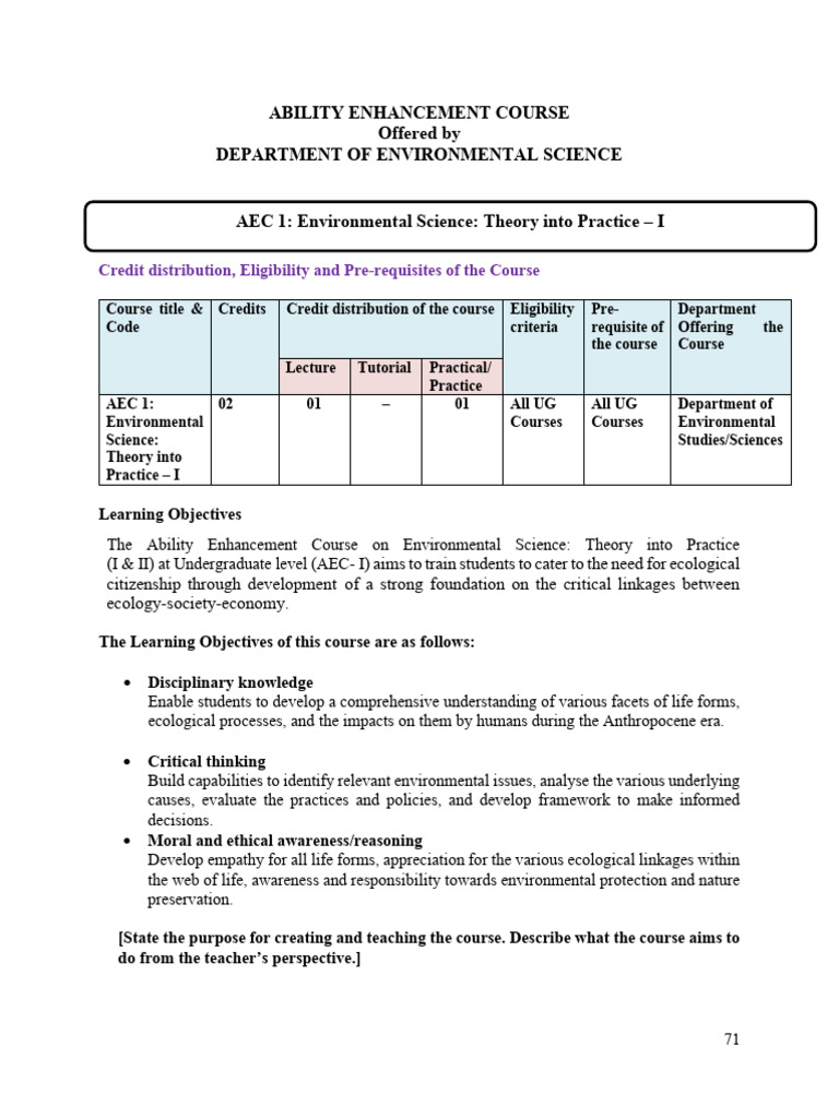 Ability Enhancement Courses | PDF | Biodiversity | Sustainability