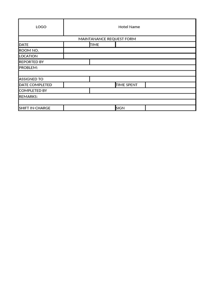 Housekeeping Maintenance Request Form | PDF