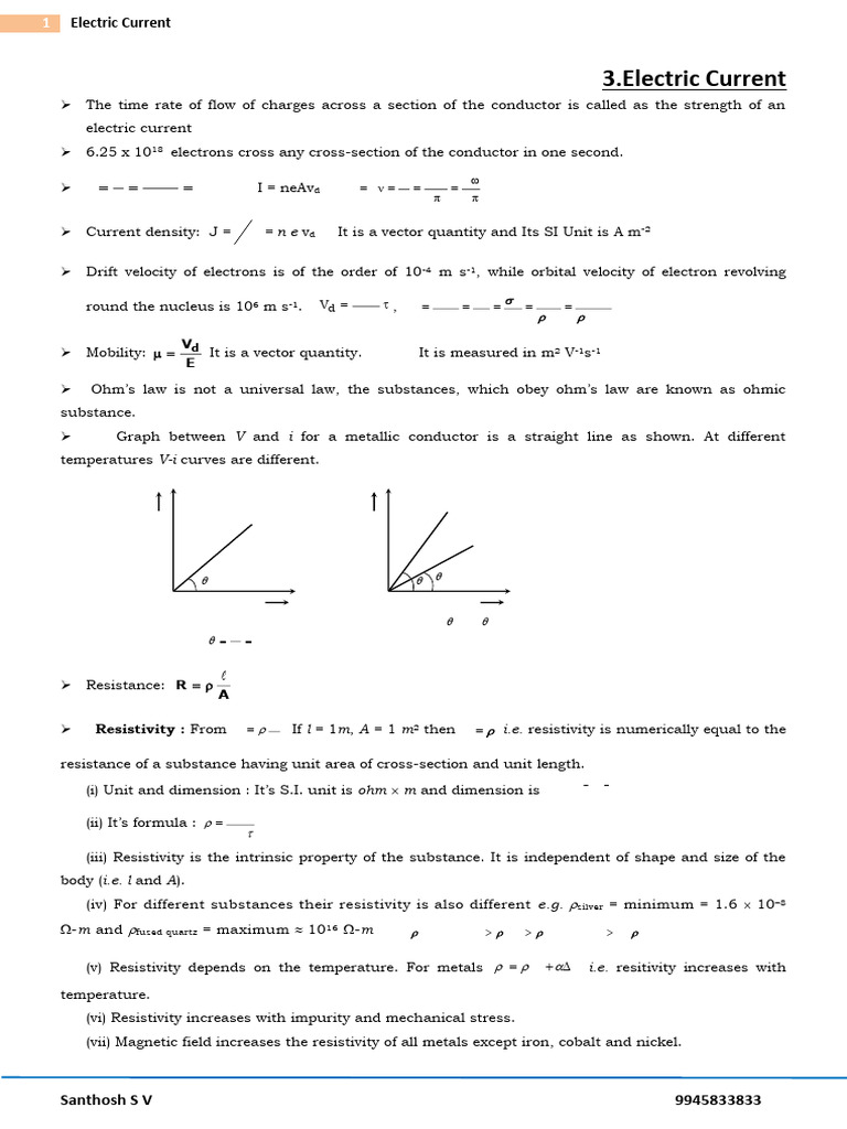 Current Electricity 2025 | PDF | Electric Current | Series And Parallel ...