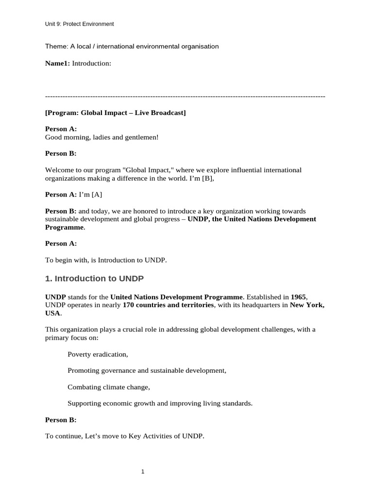 UNDP's Role in Sustainable Development | PDF | Sustainability | United ...